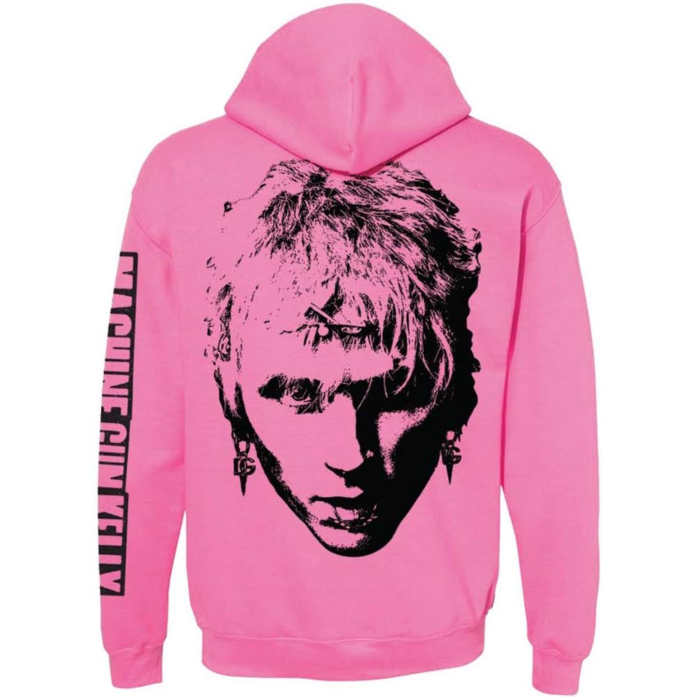 Machine Gun Kelly Hoodie Pink Face Logo Official Unisex Pink Pullover Size L