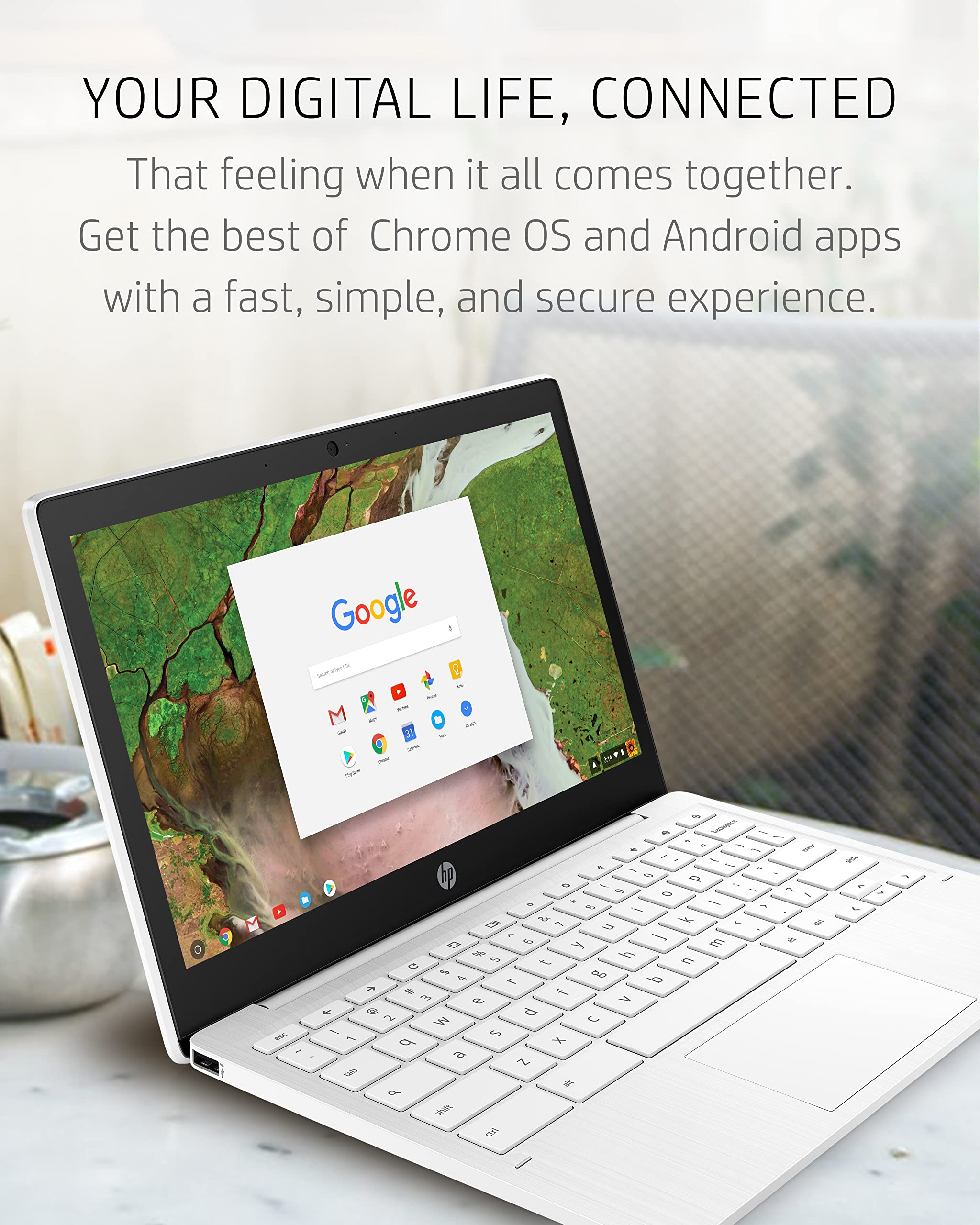 HP Chromebook 11 Laptop, MediaTek MT8183, 4 GB RAM, 64 GB eMMC, 11.6" HD Touchscreen, Chrome OS, Long Battery Life, USB-C Port, Custom-Tuned Speakers, Lightweight (11a-na0110nr, 2022, Snow White)