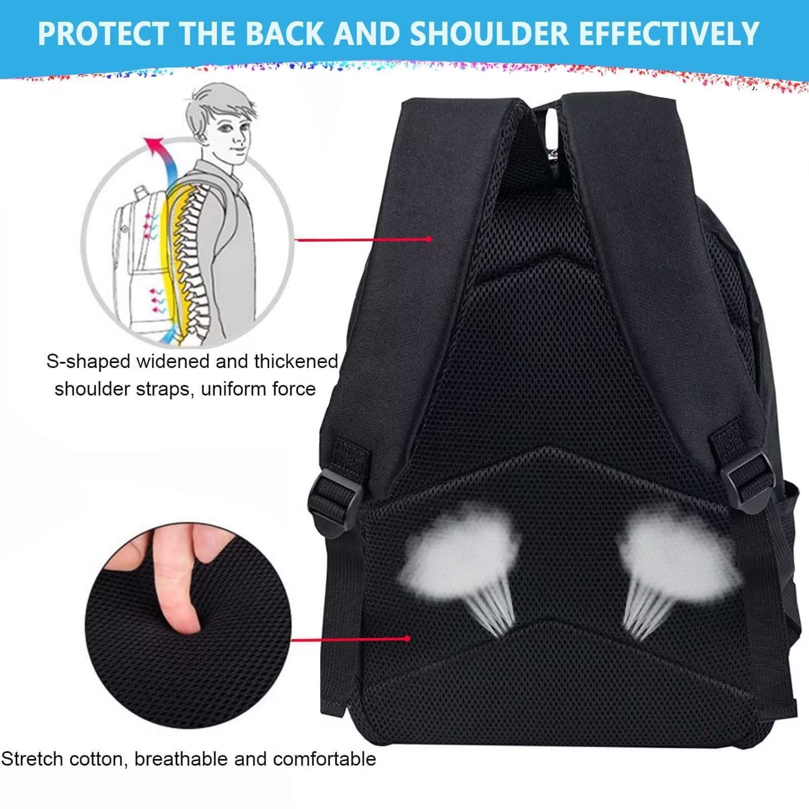 Laptop Backpacks Print 3D Shoulder Bag Daypack Travel Hiking Casual Rucksack for Men Women 1