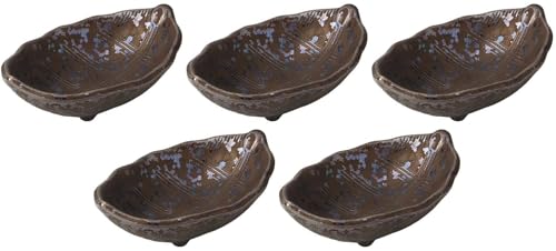 セトモノホンポ(Setomonohonpo) Set of 5 Lava Flow Tree Leaves with Small Leaf [4.8 x 3.1 x 1.9 inches (12.2 x 7.8 x 4 cm) | Small