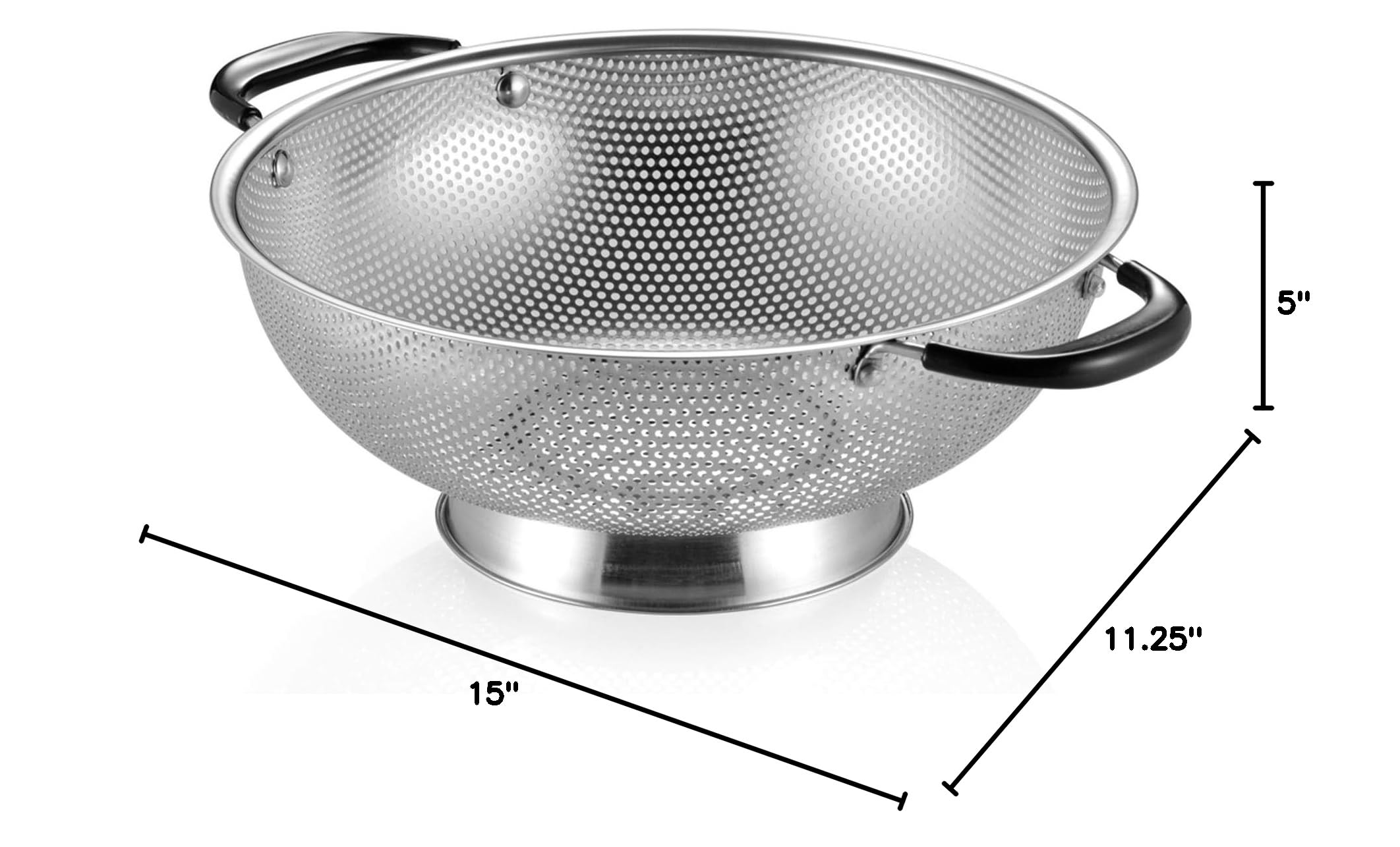 18/8 Stainless Steel Colander, Easy Grip Micro-Perforated 5-Quart Colander, Strainer with Riveted and Heat Resistant Handles, BPA Free. Great for Pasta, Noodles, Vegetables and Fruits