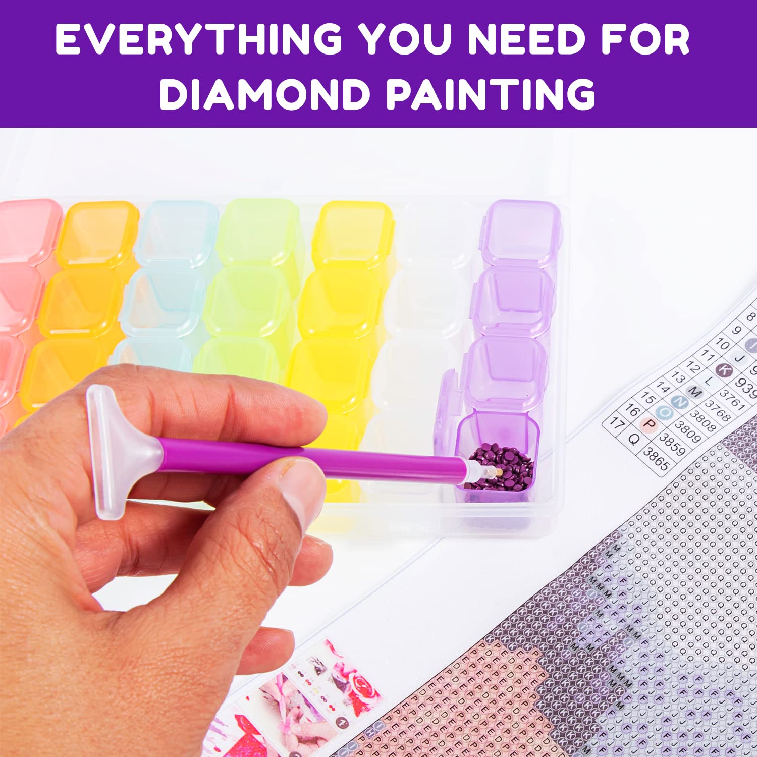 41 Pcs Diamond Painting Accessories - Diamond Art Accessories and Tools - Diamond Painting Kits for Adults DIY with Diamond Painting Storage Container, Diamond Painting Wax, Diamond Art Accessories