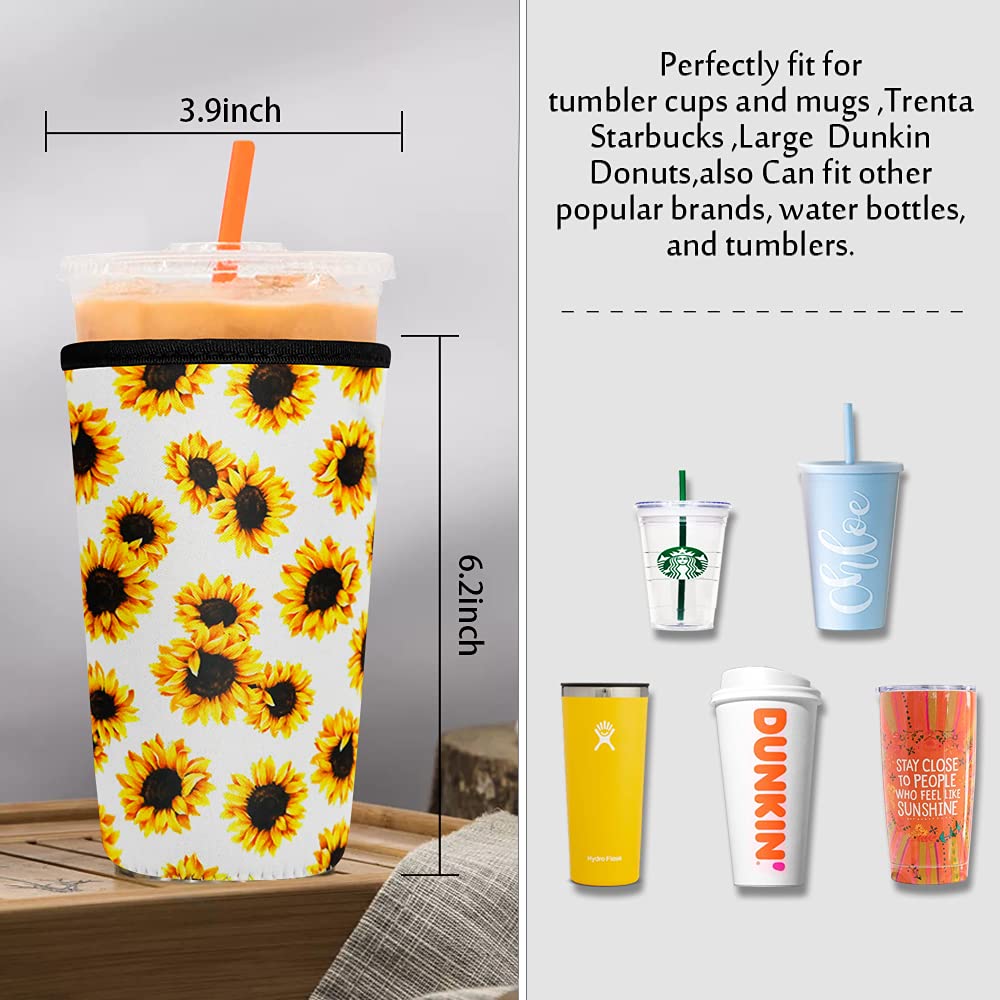 3 Pack Reusable Coffee Sleeves - Tall/Grande, Venti, Trenta - P.LOTOR Soft Cups - Iced Coffee Cozy Insulator - Neoprene Holder for Dunkin Donuts Coffee, McDonalds Coffee, Mccafe Coffee, Starbucks J
