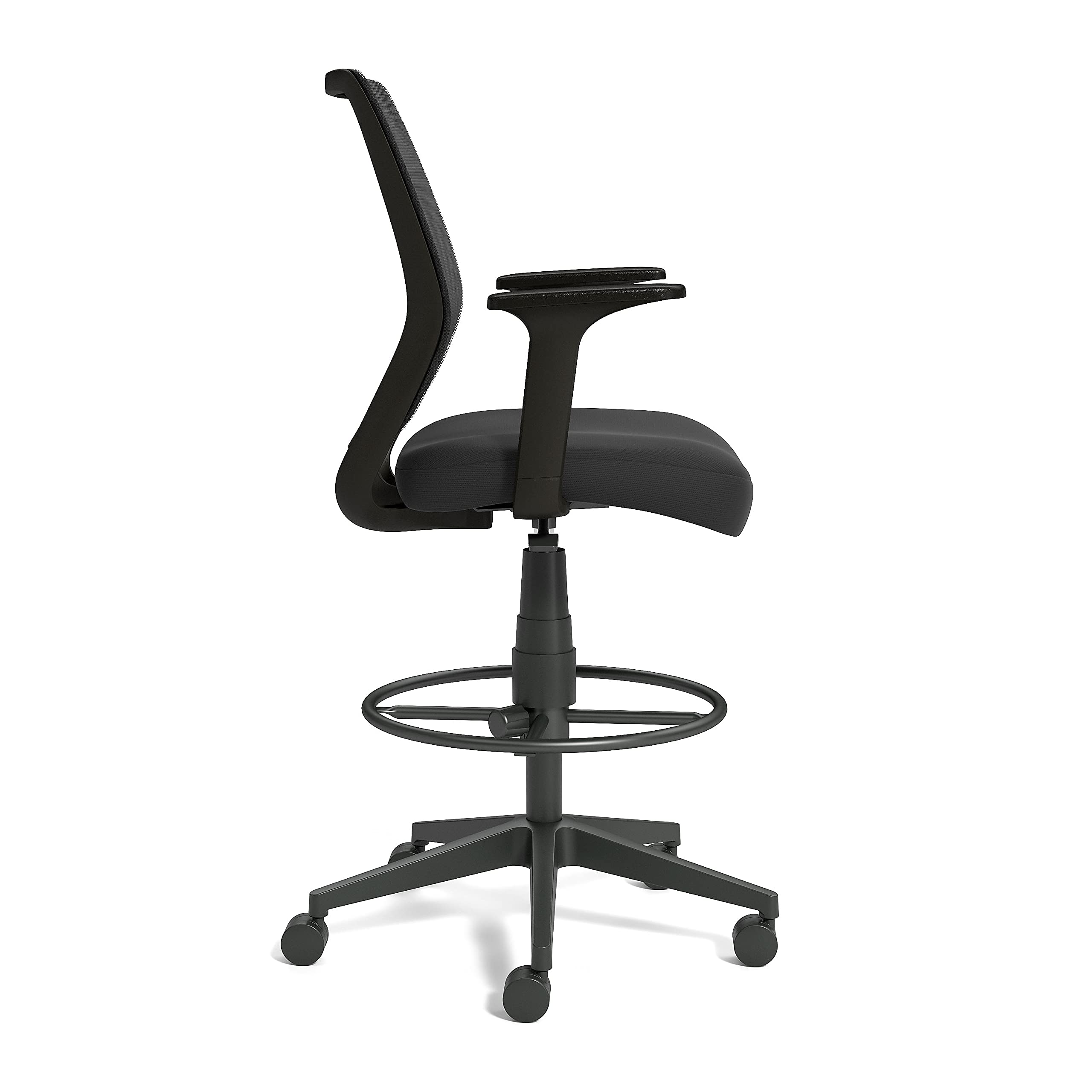 Union & Scale Un59384 Essentials Mesh Back Fabric Drafting Stool, Black