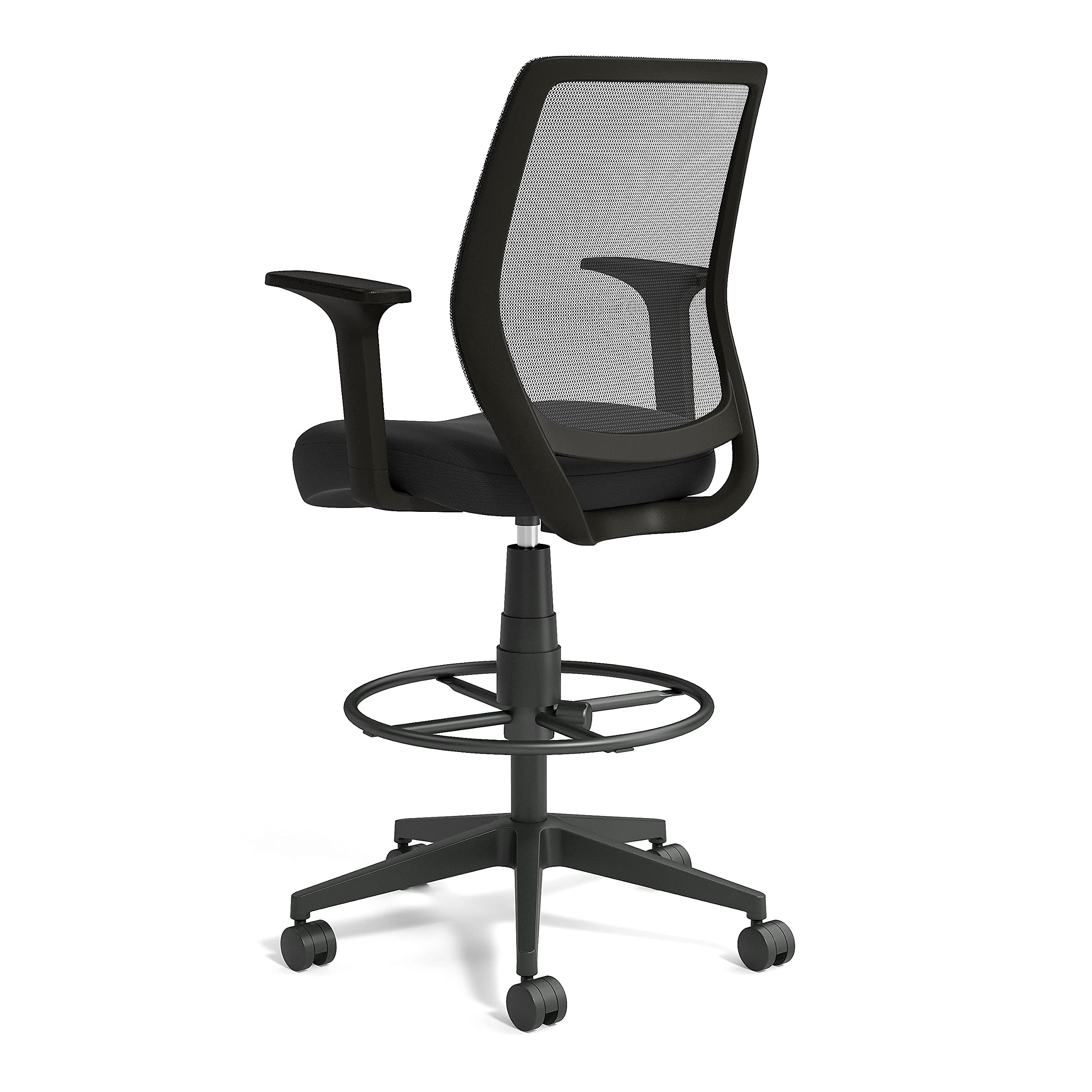 Union & Scale Un59384 Essentials Mesh Back Fabric Drafting Stool, Black