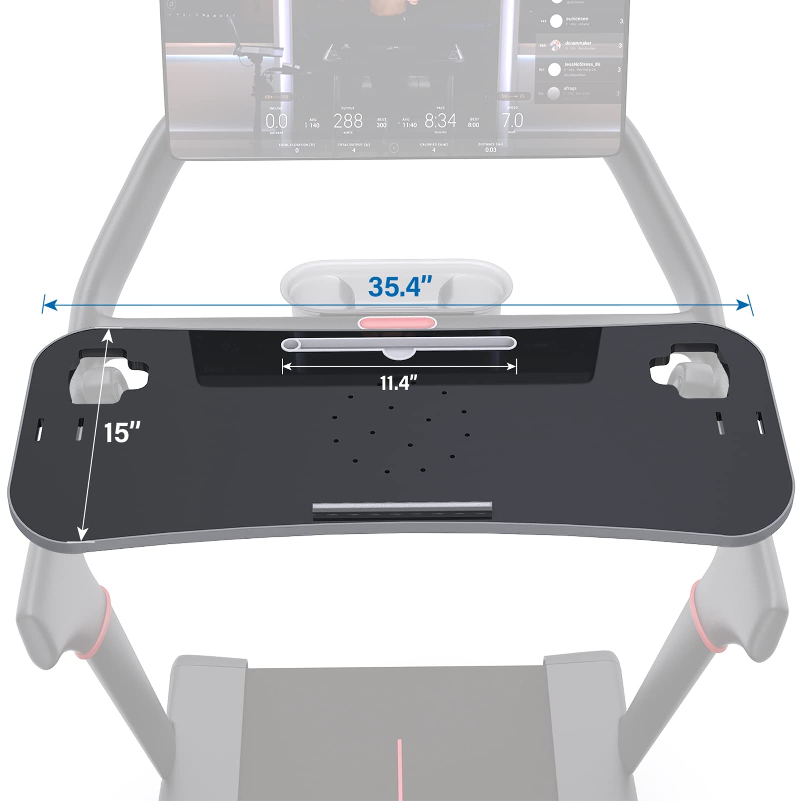 Treadmill Desk Attachment Compatible with Peloton Tread Laptop Holder Ergonomic Platform Tray with Tablet Holder Cooling Holes Laptop Stand for Treadmill Accessories Designed for New Peloton Tread