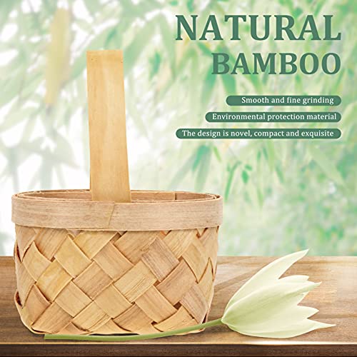 DOITOOL 4pcs MIni Woven Baskets Small Handmade Baskets with Handles Braided Basket Wood Chip Basket Hanging Baskets for Egg Gifts Home Decor 6. 5X4. 5CM