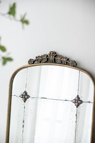 Antique Gold Full Length Mirror,Retro Full Length Mirror Metal Frame Arched Floor Mirror Full Body Mirror Wall Mirror Hanging Leaning Mirror for Living Room Bathroom Entryway 24" x 48.5"