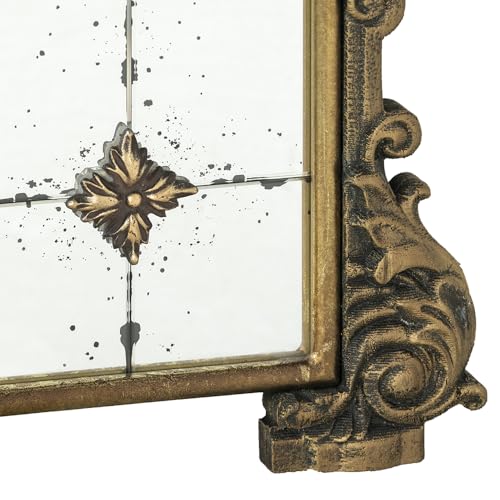 Antique Gold Full Length Mirror,Retro Full Length Mirror Metal Frame Arched Floor Mirror Full Body Mirror Wall Mirror Hanging Leaning Mirror for Living Room Bathroom Entryway 24" x 48.5"