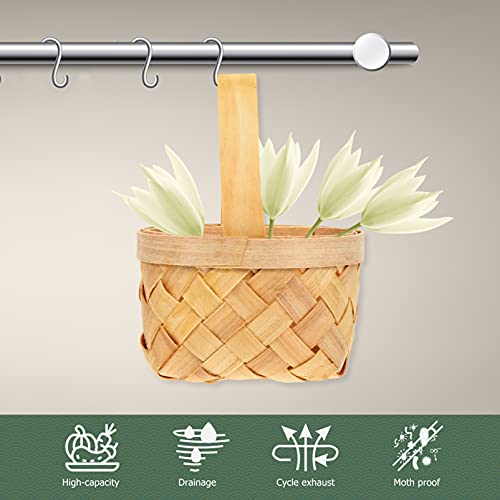 DOITOOL 4pcs MIni Woven Baskets Small Handmade Baskets with Handles Braided Basket Wood Chip Basket Hanging Baskets for Egg Gifts Home Decor 6. 5X4. 5CM