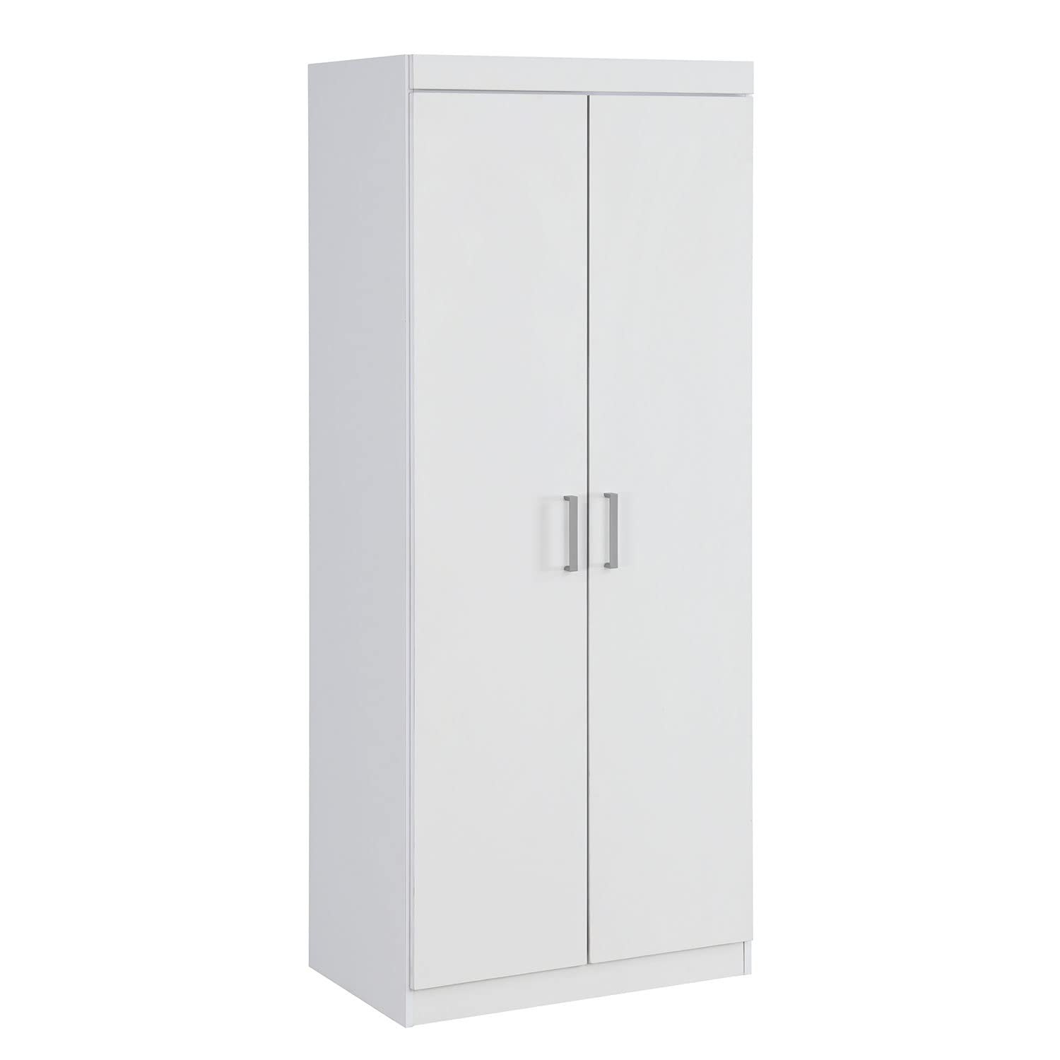Wardrobe with Adjustable Shelf/Hanging Rod, Modern Simple Style Armoire Clothes Closet,White Wood Floor Standing Wardrobe Clothes Organizer