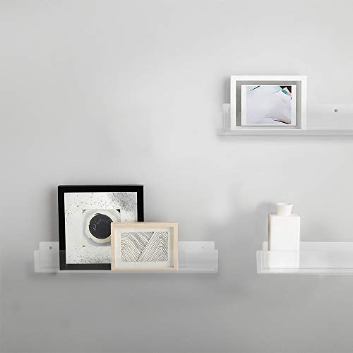 VIVO Dual Acrylic 24 inch Floating Bookshelves for Wall Display, Clear Organizer Shelves for Kids Room, Nursery, Office, and More 2-Pack, MOUNT-SF24C