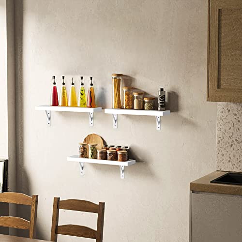CITLOW White Floating Shelves Set of 3,Wall Shelves for Home Living Room Bedroom Study Decoration.