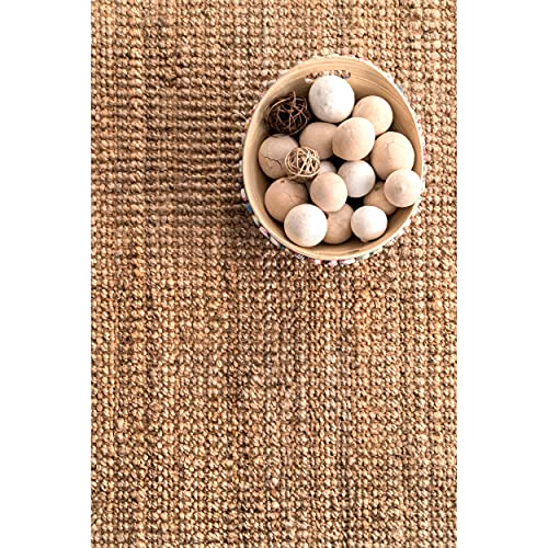 nuLOOM Ashli Handwoven Solid Jute Area Rug, 6' Square, Natural