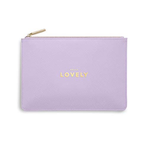 KATIE LOXTON Hello Lovely Womens Medium Vegan Leather Sentiment Perfect Pouch Lilac