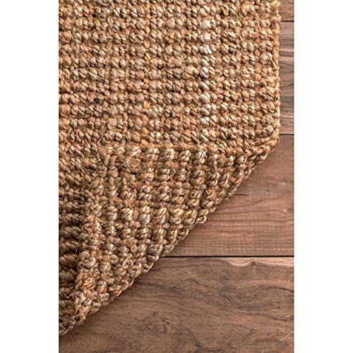 nuLOOM Ashli Handwoven Solid Jute Area Rug, 6' Square, Natural