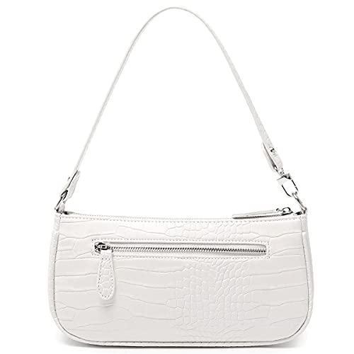 HROECHY Shoulder Bags for Women Small White Purse Y2K Handbag Crocodile Pattern Clutch 90s Purses
