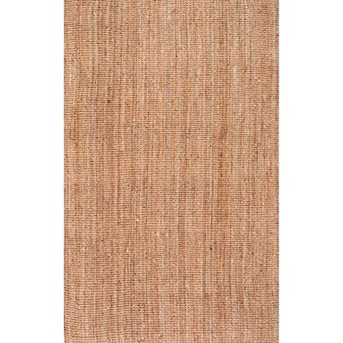 nuLOOM Ashli Handwoven Solid Jute Area Rug, 6' Square, Natural