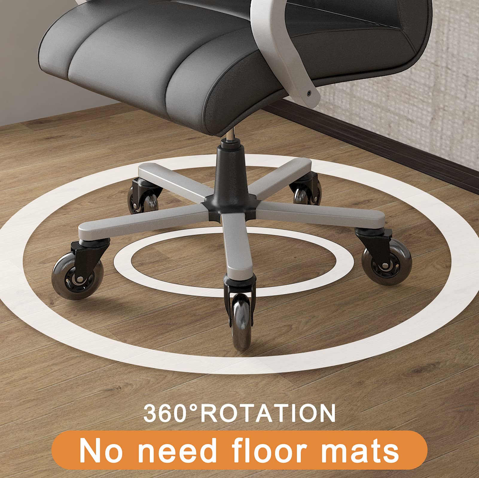 Office Chair Casters Wheels 3in Black Replacement Rubber Office Chair Wheels for Hardwood Floors and Carpet, Set of 5 Heavy Duty Office Chair Casters Smooth Safe Rolling(Black)