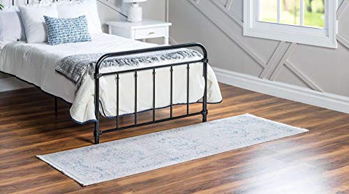 Unique Loom Noble Collection Country, Traditional, Distressed, Vintage, Geometric, Border, Medallion Area Rug, 2' 7" x 9' 11", Blue/Beige