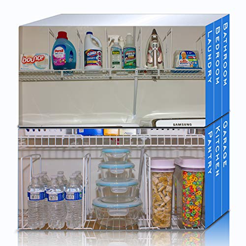 TitanSecure 4 Pack *** New Extra Wide 16 Inch Length*** White Wire Shelf Dividers for Closets - Best Closet Organizer Takes Seconds to Install (ONLY FITS 16 INCH Shelving)