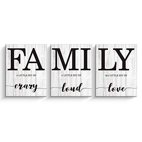 Kas Home Family Wall Decor, Canvas Wall Art for Living Room Set of 3 Inspirational Canvas Prints, Framed Wood HD Modern Background Home Decor (Family-3W, 12 x 15 x 3)