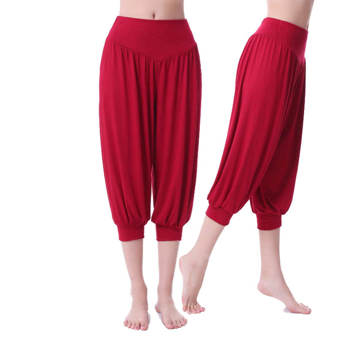LKXHarleya Women Modal Harem Yoga Pants Loose Casual Fold Over Pilates Capri Pants Yoga Pants