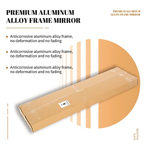 Beauty4U 71" x 32" Large Full Length Mirror with Stand, Black Wall Mounting Full Body Mirror, Metal Frame Full-Length Tempered Mirror for Living Room, Bedroom