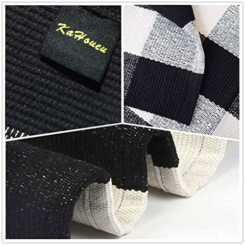 KaHouen Buffalo Check Runner Rug (24 x 71 Inches),Hand-Woven Buffalo Plaid Runner Rugs, Black and White Checkered Outdoor Rugs for Kitchen/Living Room/Bathroom/Laundry Room (2x6 ft, Checkered Carpet)