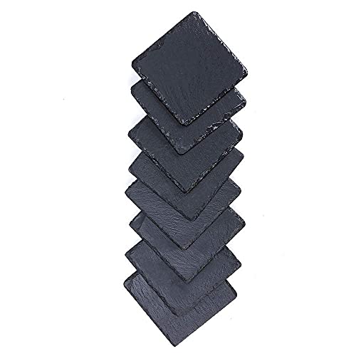 Slate Drink Coasters Set of 10-4" x 4" Drink Coasters Handmade Coasters for Bar and Home, Black