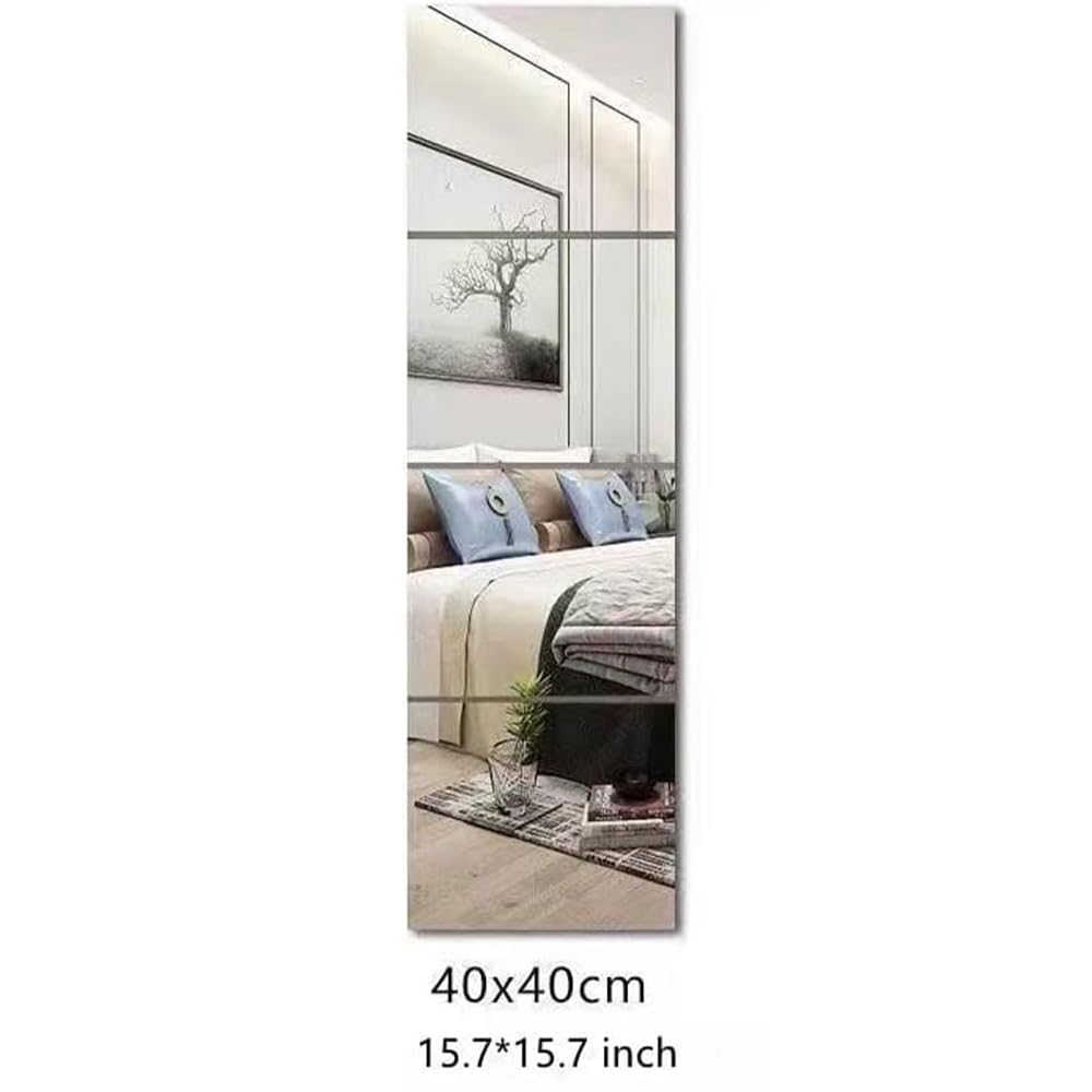 LANWAN Wall Mounted Mirror Frameless Full Body Mirror Tiles for Bedroom, Full Length Mirror Wall Mounted for Home Gym Door etc (15.7" 1 pc)