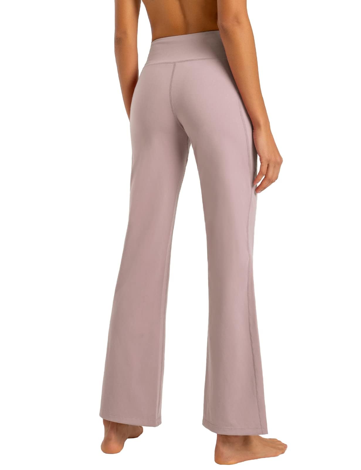 FIRST WAY Buttery Soft Women's Bootcut Yoga Pants Capris with 3 Pockets Lounge Floral Printing Full-Length, Taupe L