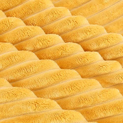 Catalonia Classic Yellow Fleece Throw Blankets for Couch, Plush Fluffy Blanket, Cozy and Soft, Decorative Blanket Throws for All-Seasons, 50''×60''