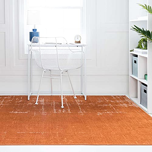 Rugs.com Valencia Collection Area Rug β 5' x 8' Orange Low Rug Perfect for Bedrooms, Dining Rooms, Living Rooms
