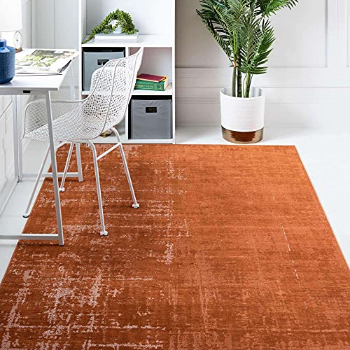 Rugs.com Valencia Collection Area Rug β 5' x 8' Orange Low Rug Perfect for Bedrooms, Dining Rooms, Living Rooms