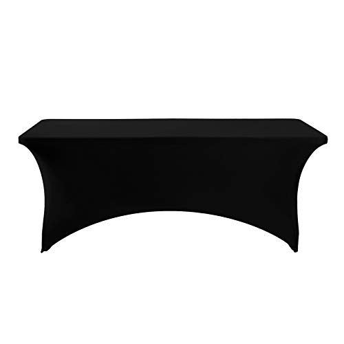 Spandex Table Cover for 6Ft Table Universal Fitted Stretch Tablecloth for Party, Banquet, Wedding and Events-Black