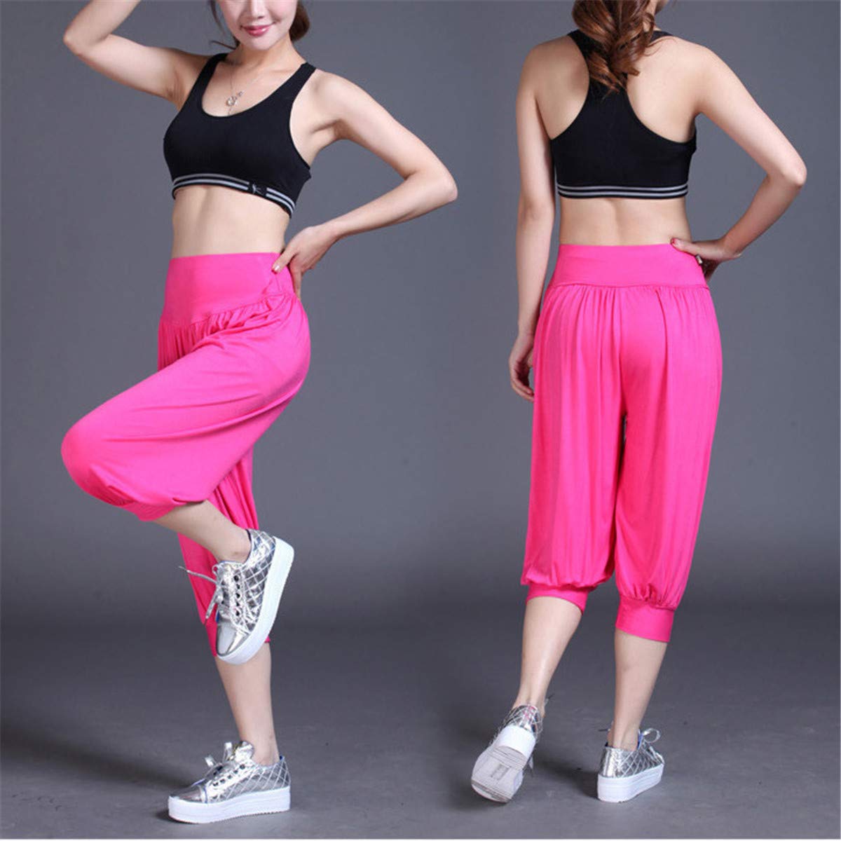 LKXHarleya Women Modal Harem Yoga Pants Loose Casual Fold Over Pilates Capri Pants Yoga Pants