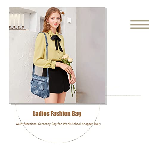 Angel Kiss Crossbody Bags for Women PU Leather Shoulder Handbag Ladies Purses and Handbag with adjustable Strap Lake Blue