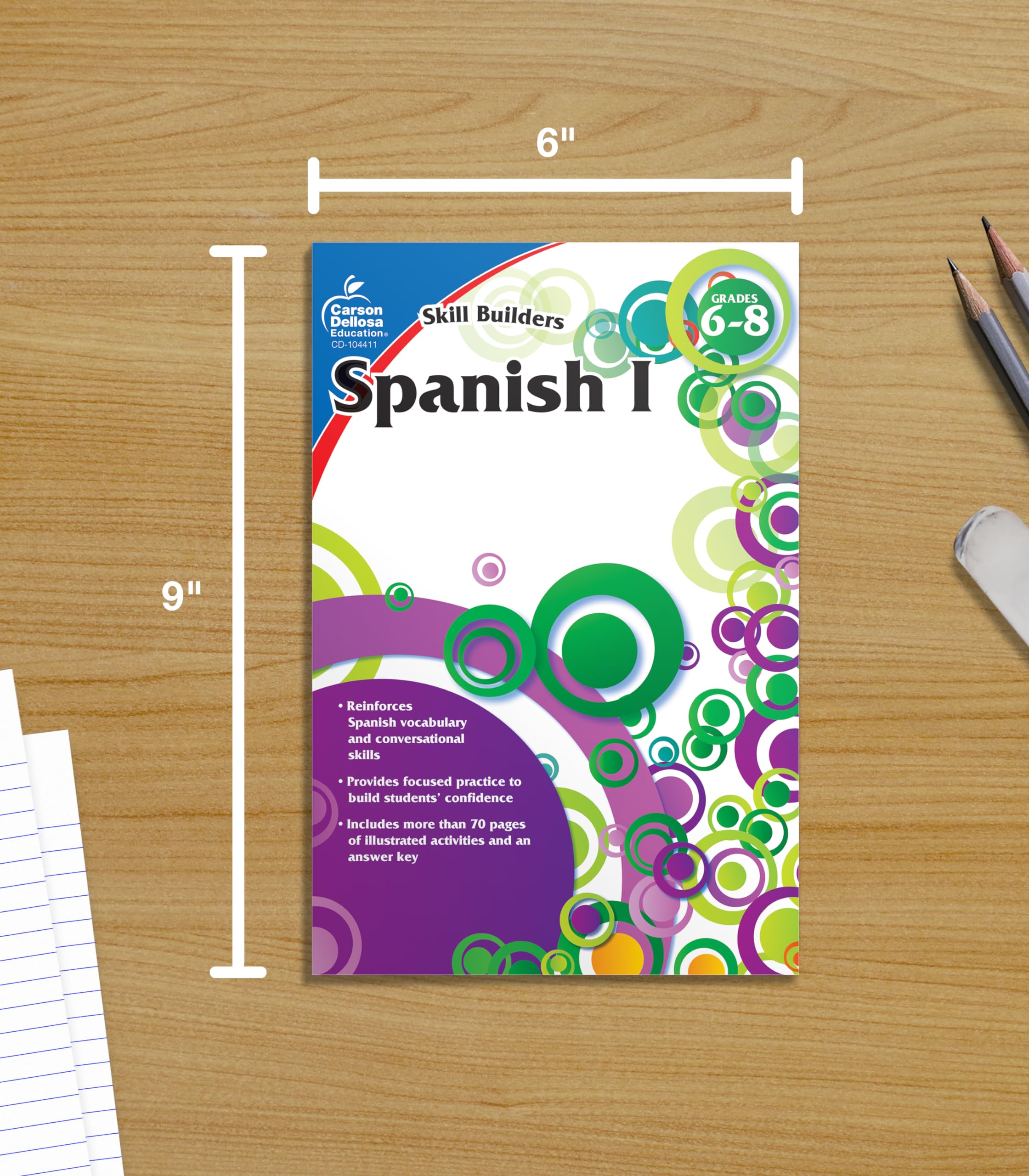 Carson Dellosa Skill Builders Spanish I Workbook—Grades 6-8 Reproducible Spanish Workbook With Spanish Vocabulary, Common Words and Phrases for Conversational Skills (80 pgs)