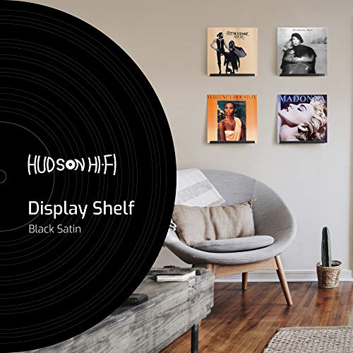 Hudson Hi-Fi LP Vinyl Record Wall Display Shelf - Display Your Favorite LP Records in Style (6 Pack, Black)
