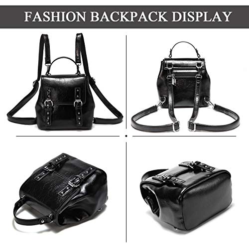 VASCHY MiniĀ Backpack Purse, 2 Ways to Carry Cute Small Backpack for Women and Girls with Detachable Straps Black