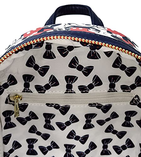 Loungefly Disney Mickey Minnie Mouse Mini Backpack Handbag AOP Red Navy