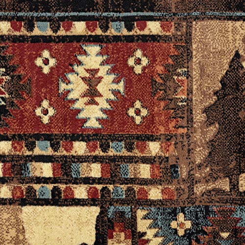 Home Dynamix Buffalo Bear Rustic Area Rug, Brown/Red, 5'2"x7'2", Rectangular