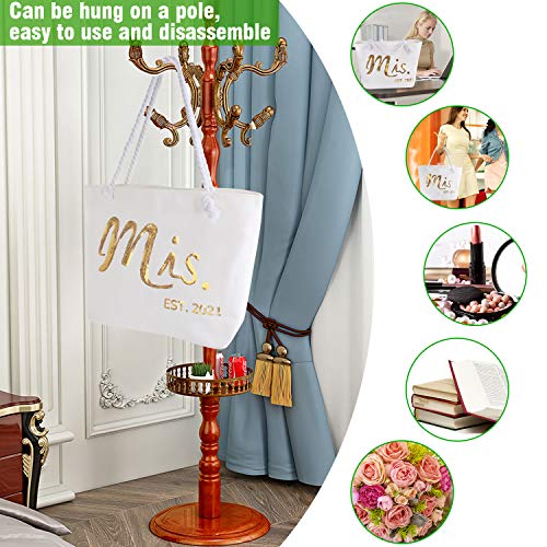 Wifey Bride Tote Bag for Wedding with Zipper Mrs. EST. 2021 Large Beach Shoulder Bride Bag for Engagement with Gold Sequin Shower Honeymoon Gift White