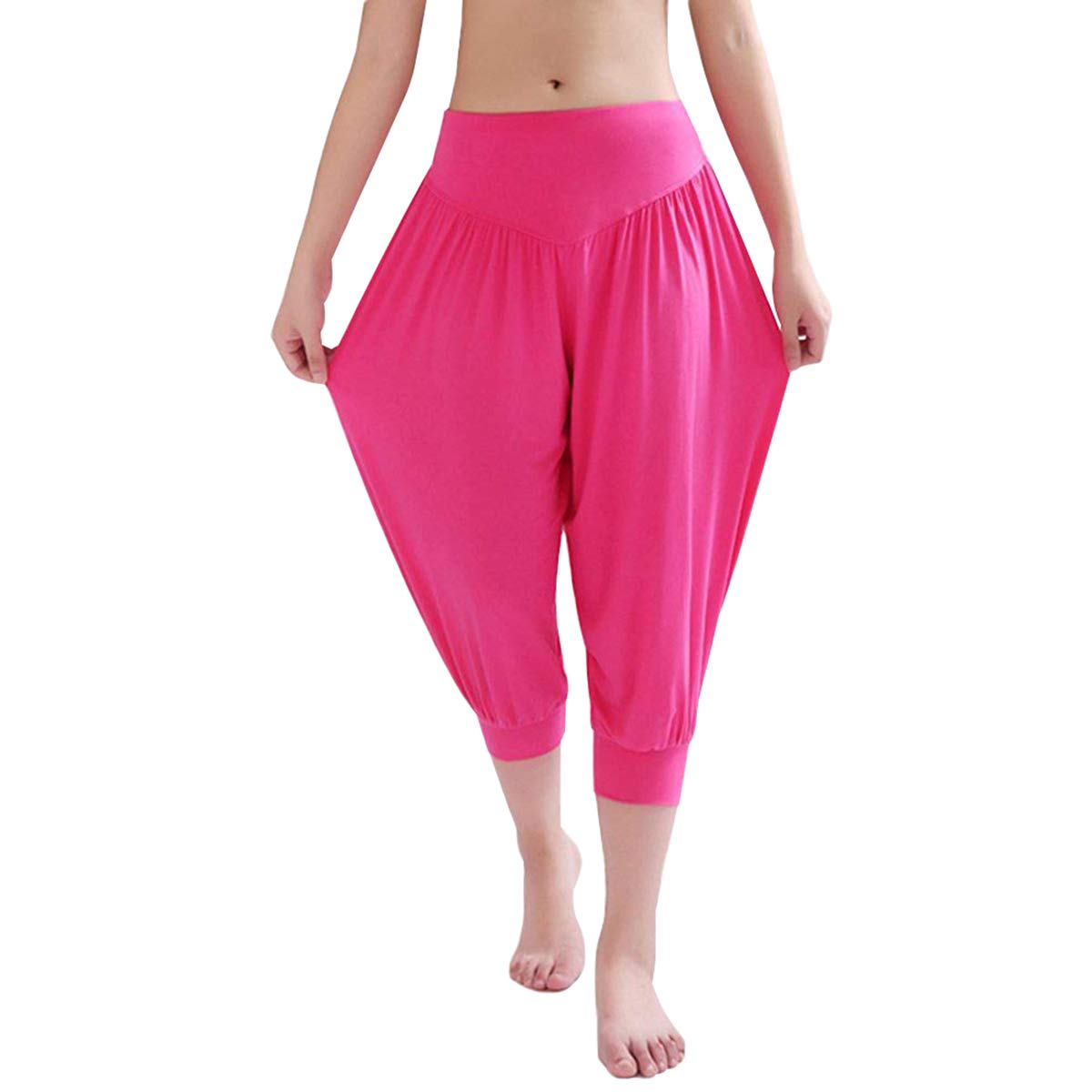 LKXHarleya Women Modal Harem Yoga Pants Loose Casual Fold Over Pilates Capri Pants Yoga Pants