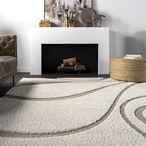 nuLOOM Carolyn Modern Shag Area Rug, 6' Square, Cream