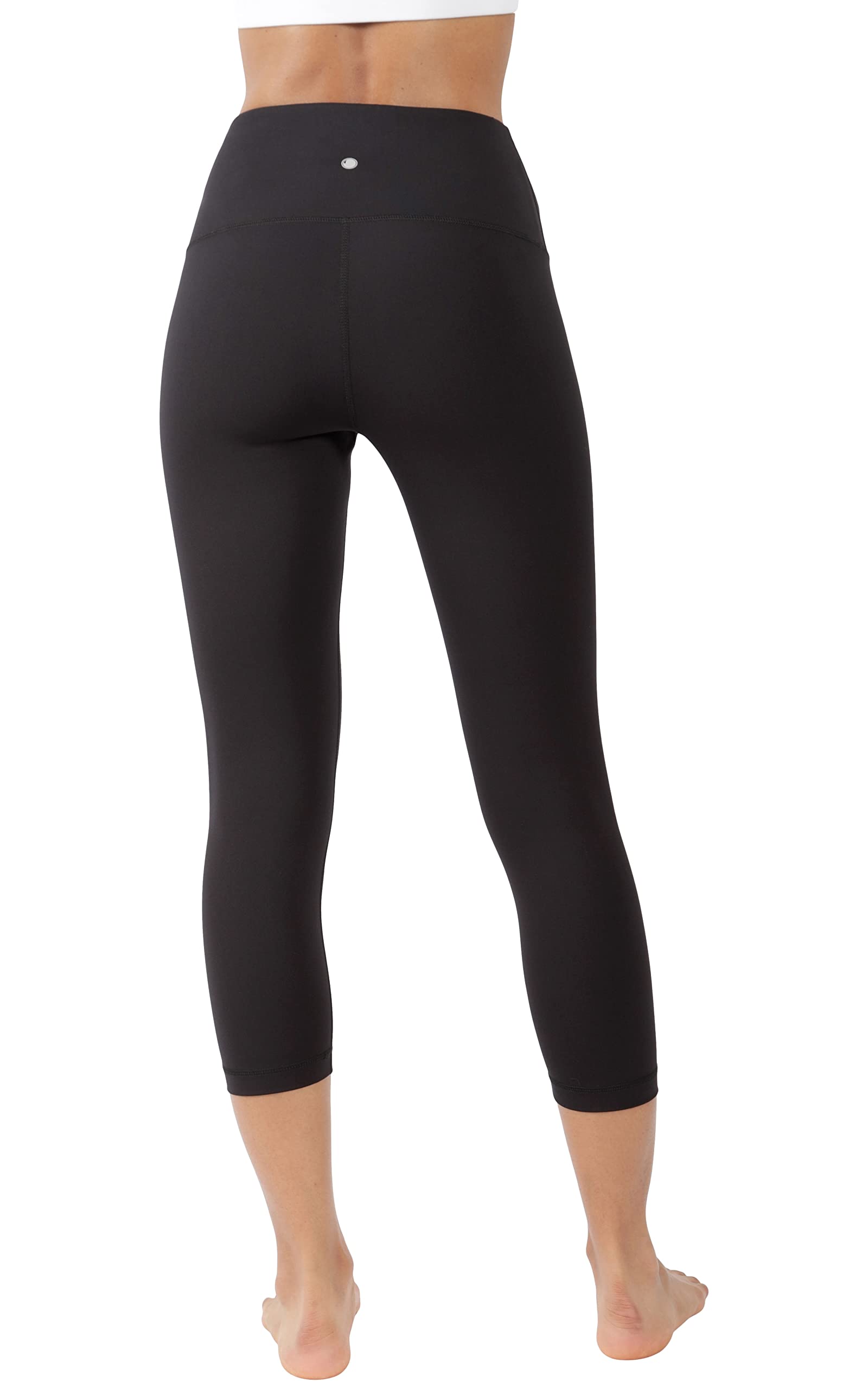 Yogalicious High Waist Ultra Soft Lightweight Capris - High Rise Yoga Pants - Black Lux - Medium