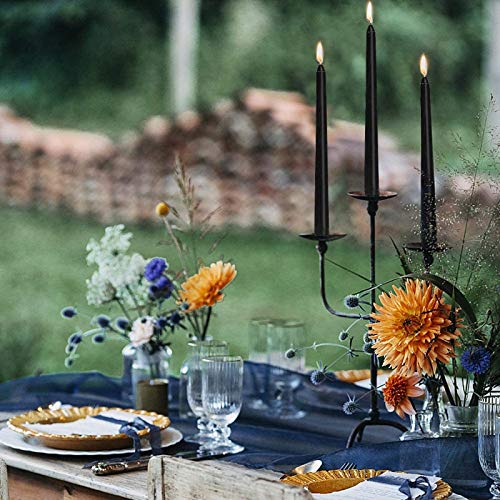 Tonsooze Black Taper Candles, 14 pcs Unscented Candles, 10 inch High, 3/4 inch Thick - 7.5 Hours Burning (Black)