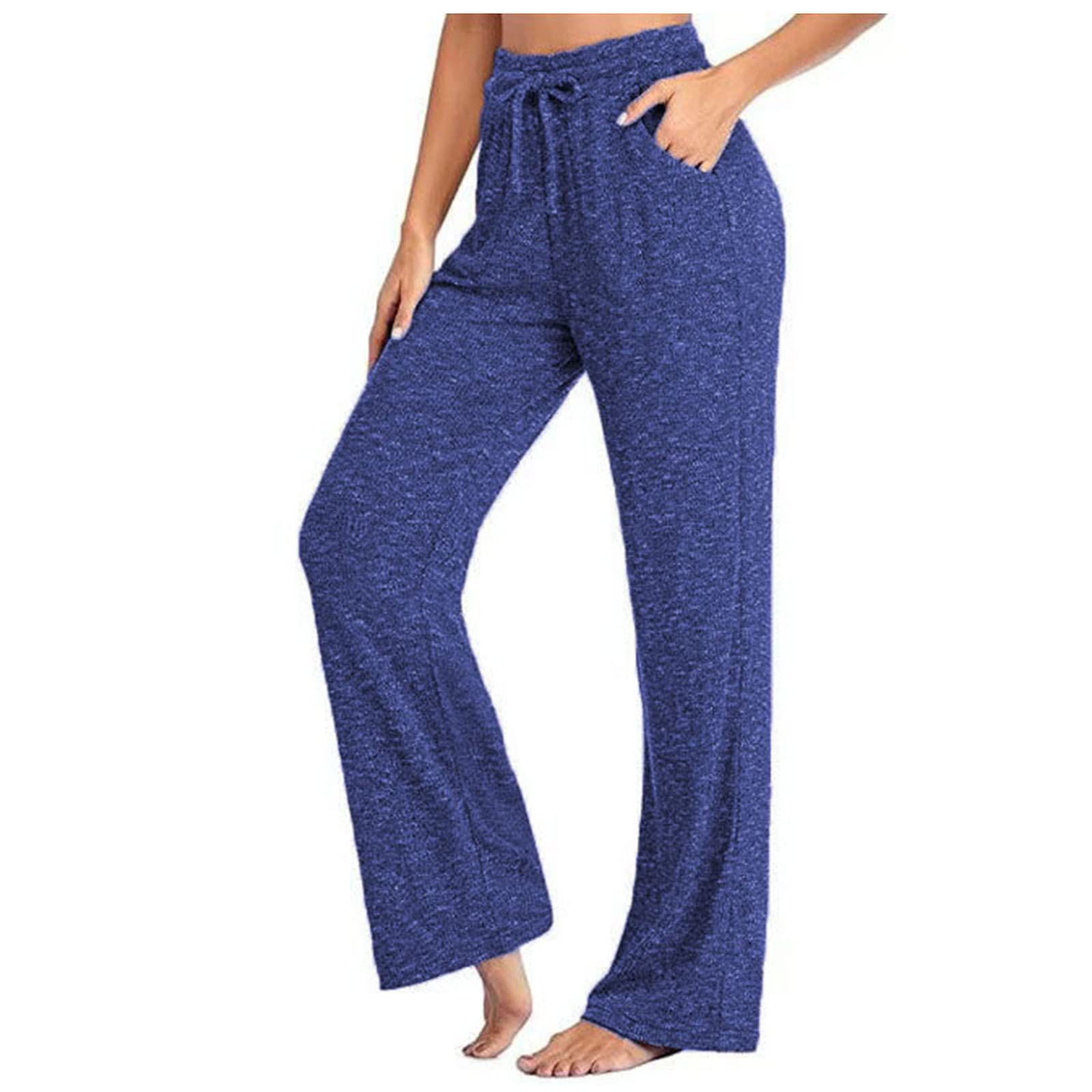 SMIDOW Black Capri Pants for Women Petite Womens Flare Yoga Pants with Pockets High Waist Loose Comfy Bootcut Workout Gym Leggings Plus Size Lounge Trousers