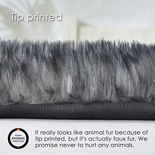 DECOSY Luxury Faux Fur Throw Blanket, Ultra Soft Fuzzy Bed Blankets, Lightweight and Cozy Warm Touch, All Season Fluffy Plush Blanket for Sofa Couch Bed (Silver Gray, 88"x 90")